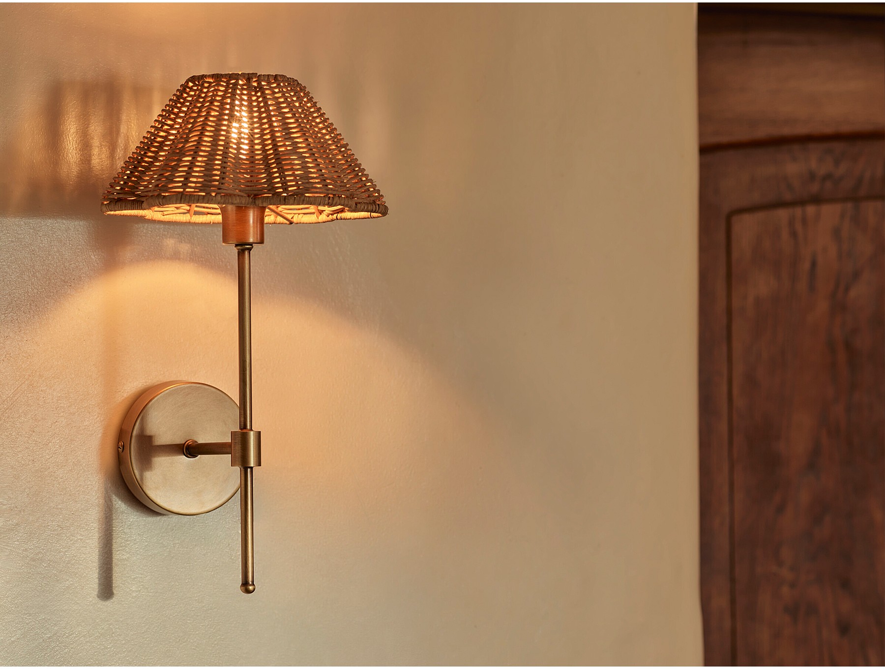 Neptune | Athena Rattan Wall Light | Holloways