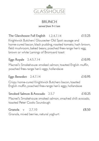 The Glasshouse Menus | Holloways